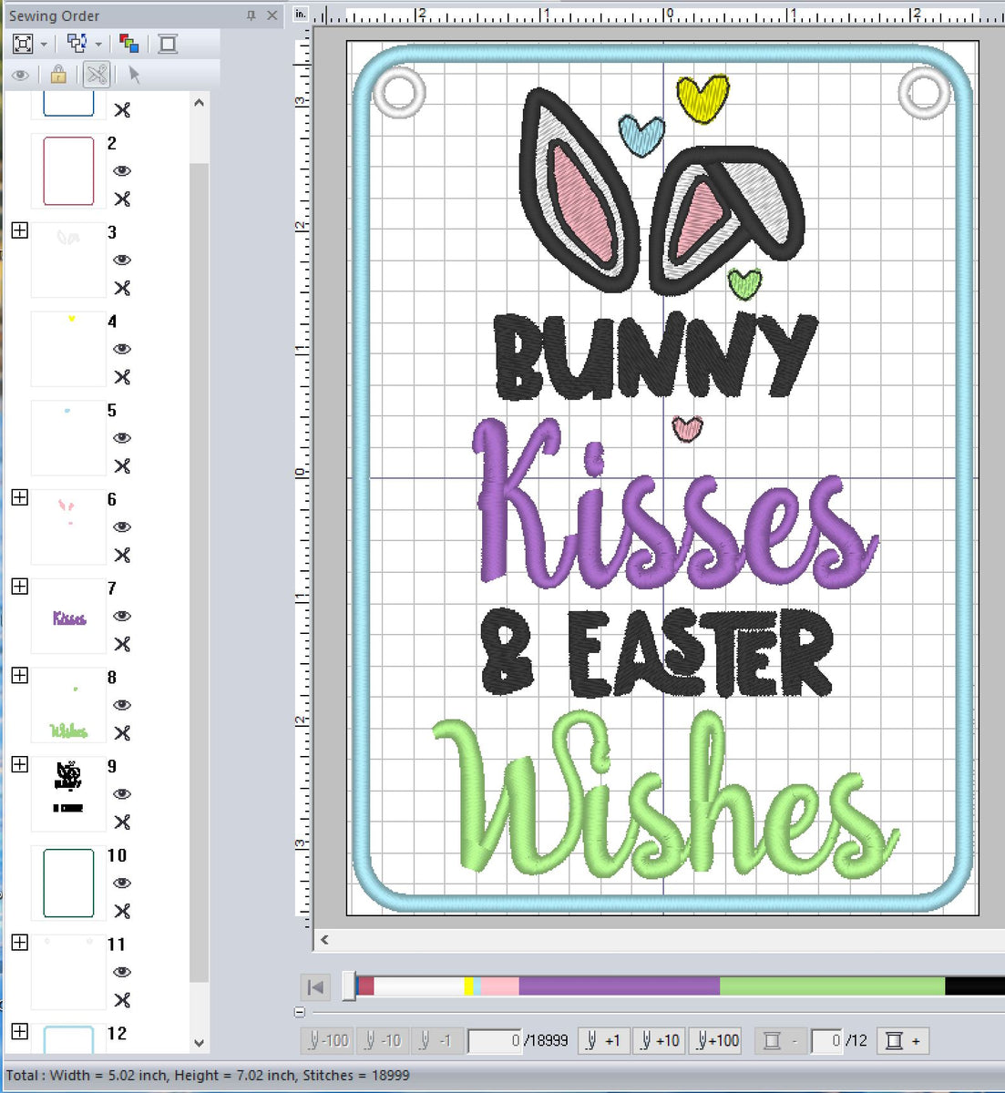 ITH Digital Embroidery Pattern for Bunny Kisses & Easter Wishes 5X7 Si ...