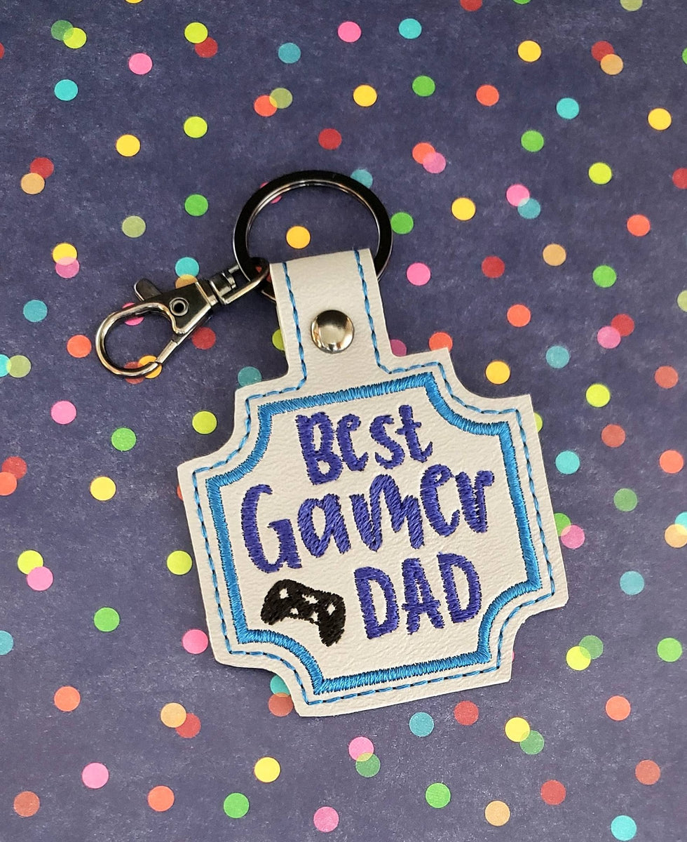 ITH Digital Embroidery Pattern for Best Gamer Dad Snap Tab / Key Chain ...