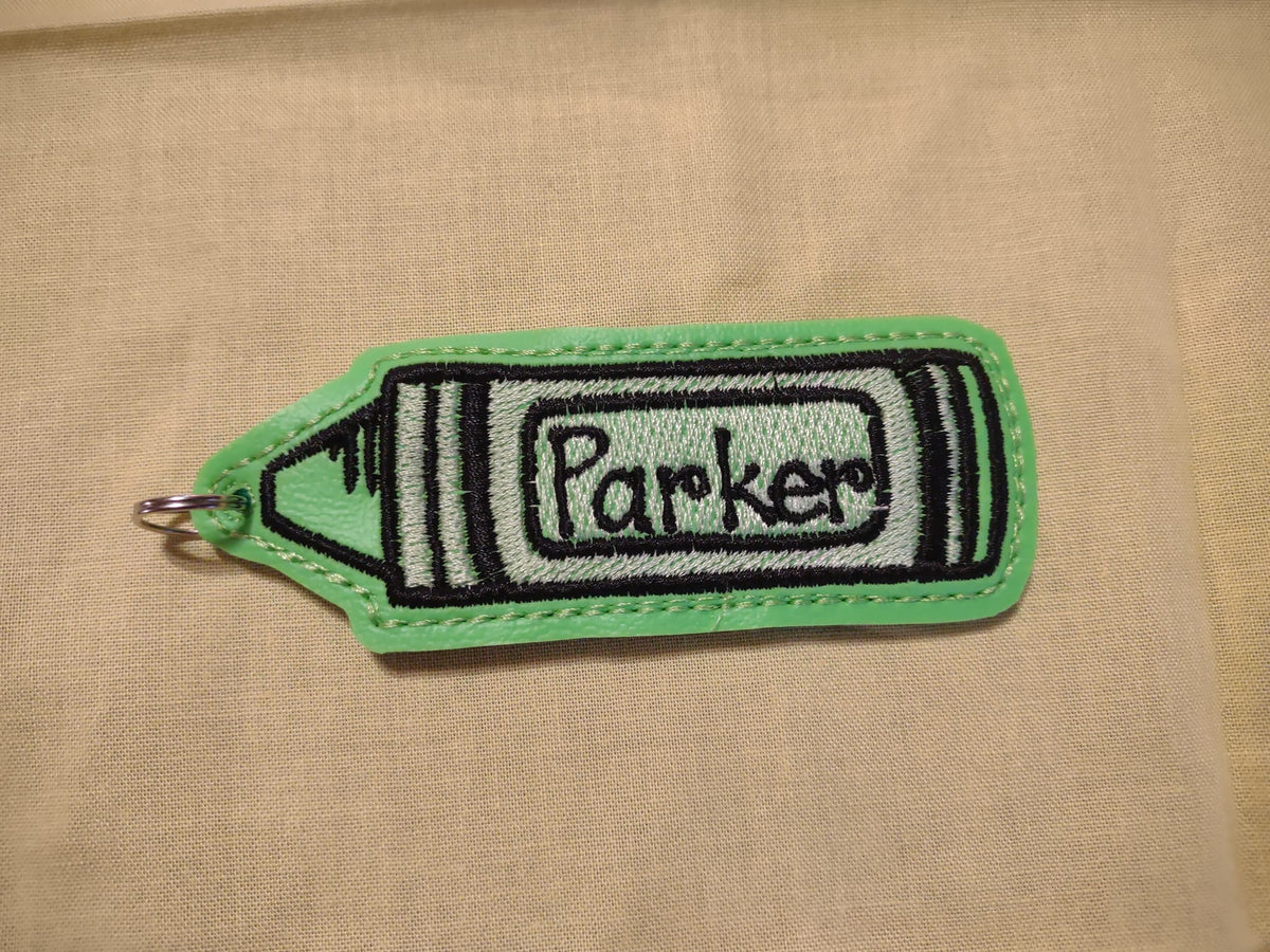 ITH Digital Embroidery Pattern for Crayon Add Name Eyelet Key Chain, 4 ...