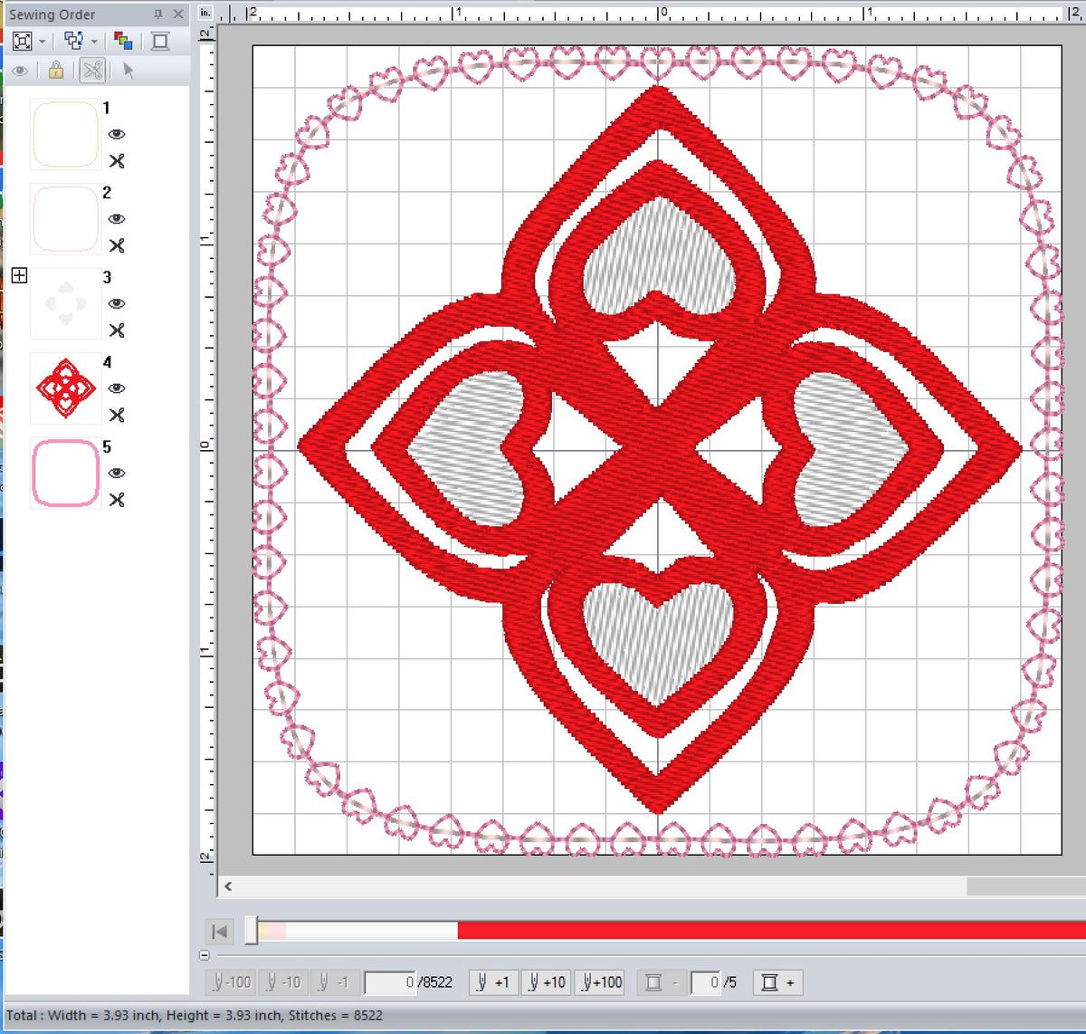 ITH Digital Embroidery Pattern for 4 Double Heart Coaster, 4X4 Hoop ...