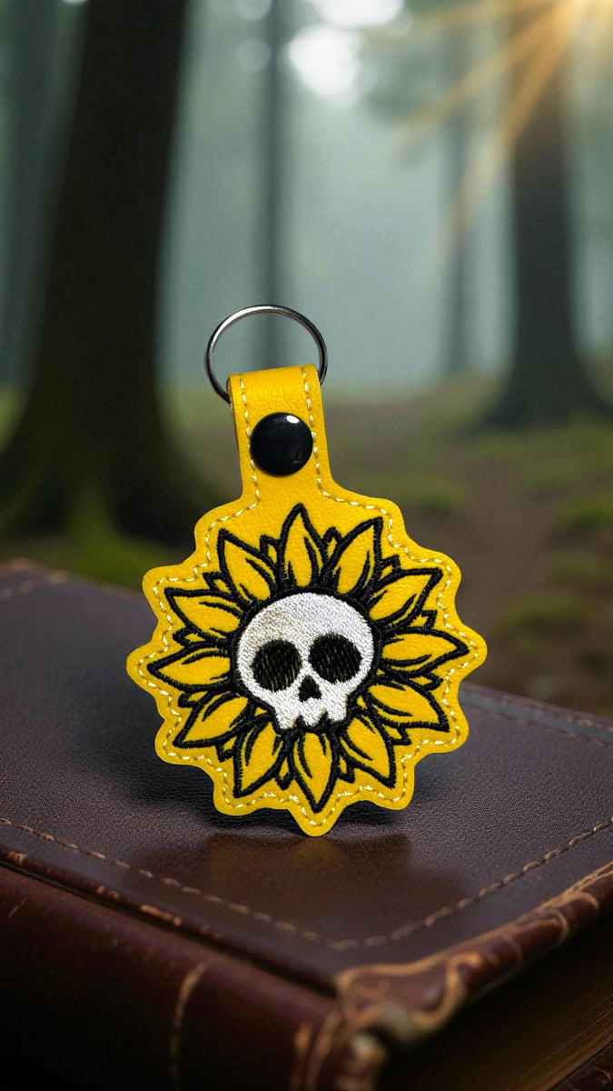 INT Digital Embroidery Pattern for Skull Sunflower Snap Tab / Keychain ...