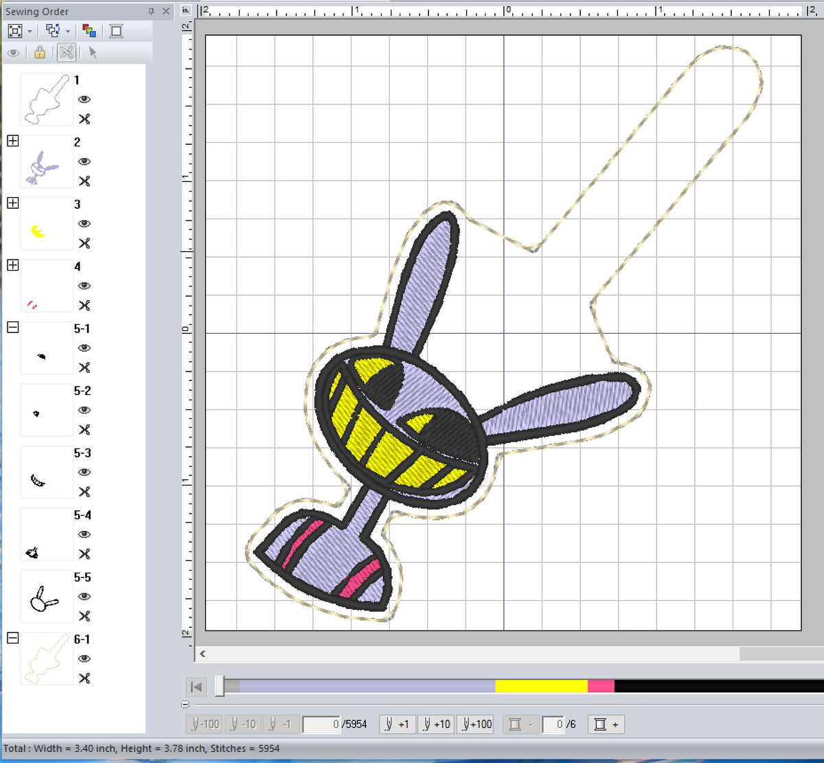 ITH Digital Embroidery Pattern for ADC Jax Snap Tab / Keychain, 4X4 Ho ...