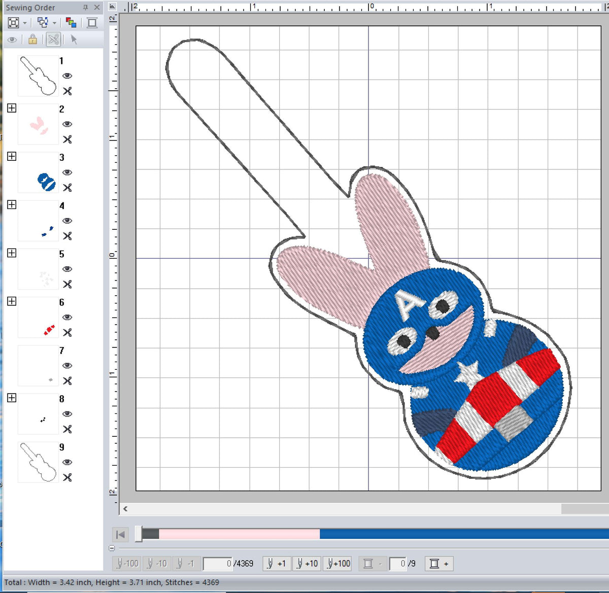 ITH Digital Embroidery Pattern for Capt. America Peep Snap Tab / Key C ...