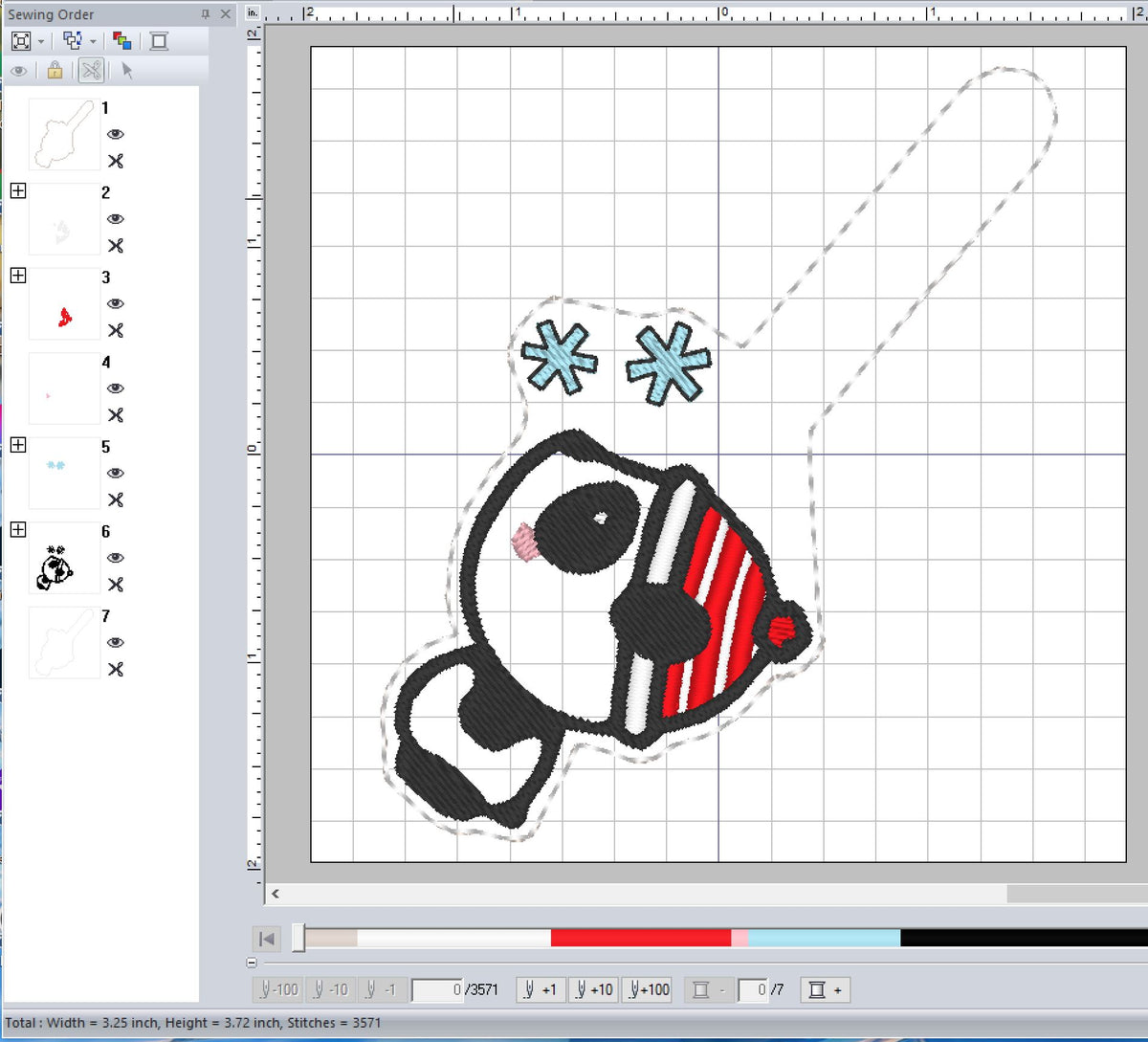ITH Digital Embroidery Pattern for Christmas Panda Snap Tab / Key Chai ...