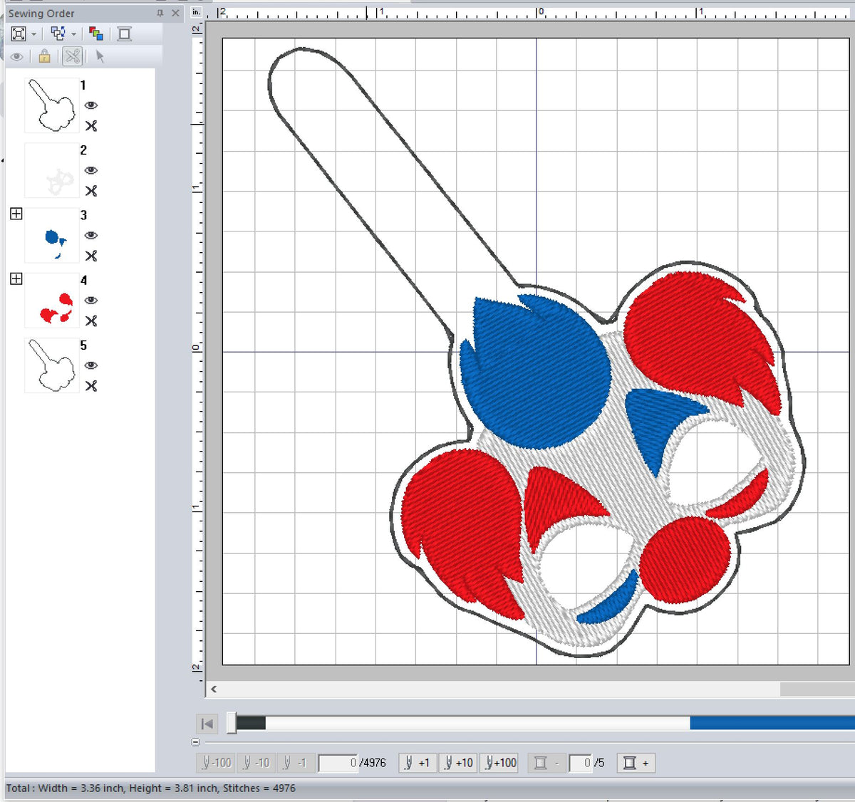 ITH Digital Embroidery Pattern for Clown Mask Snap Tab / Key Chain, 4X ...