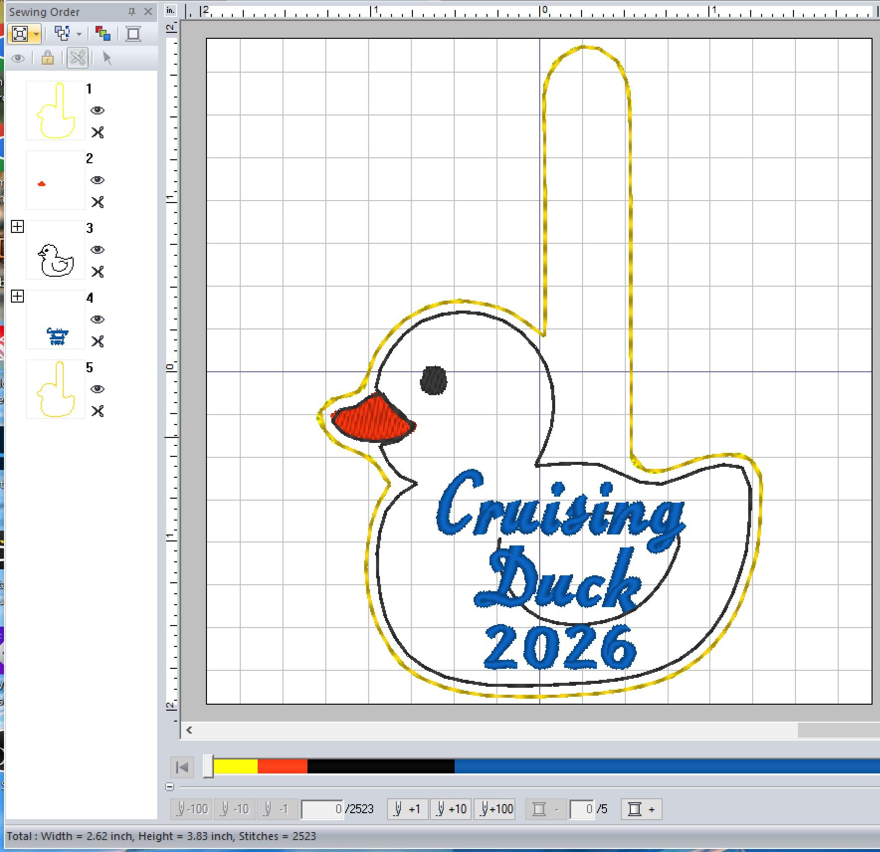 ITH Digital Embroidery Pattern for Cruise Duck 2026 Snap Tab/ Keychain ...