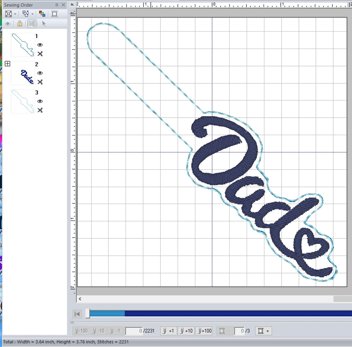 ITH Digital EMbroidery Pattern for Dad with Heart Snap Tab / Key Chain ...