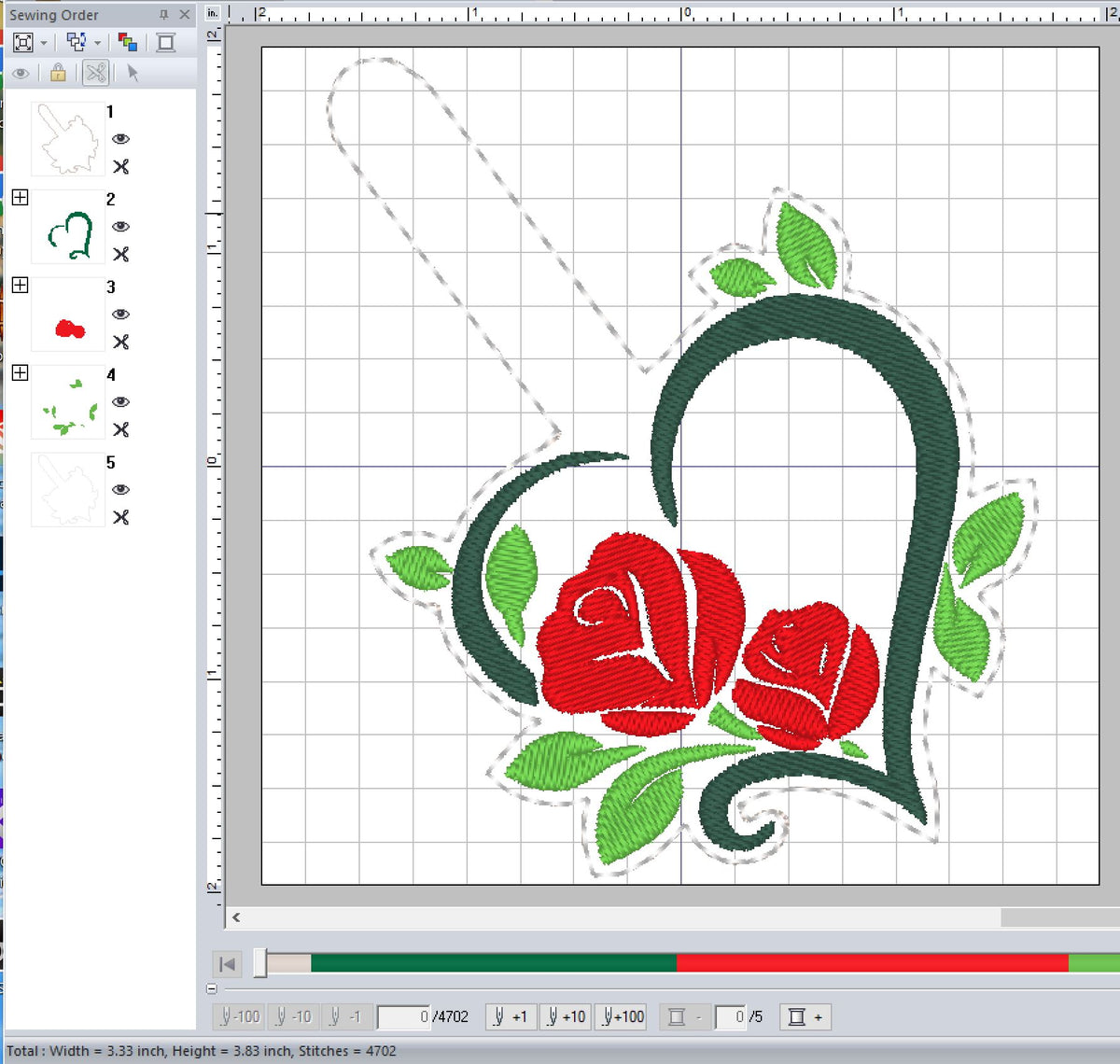 ITH Digital Embroidery Pattern for Double Rose Heart Snap Tab / Keycha ...