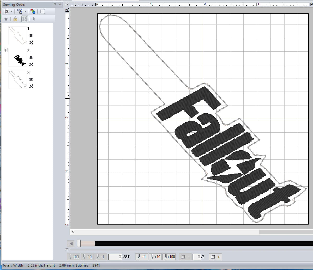 ITH Digital Embroidery Pattern for Fallout Snap Tab / Key Chain, 4X4 H ...