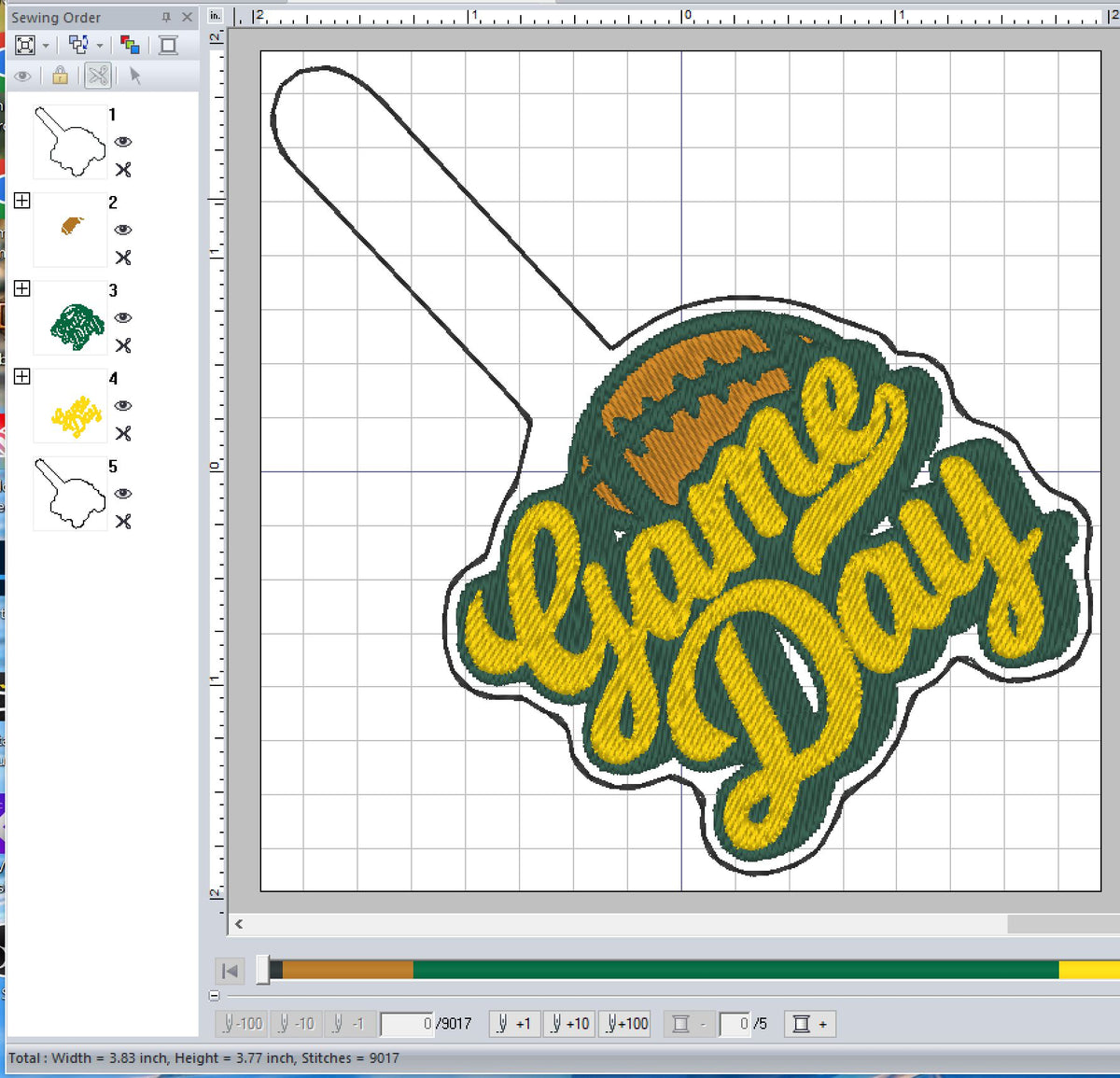 ITH Digital Embroidery Pattern for Game Day Football Snap Tab / Keycha ...