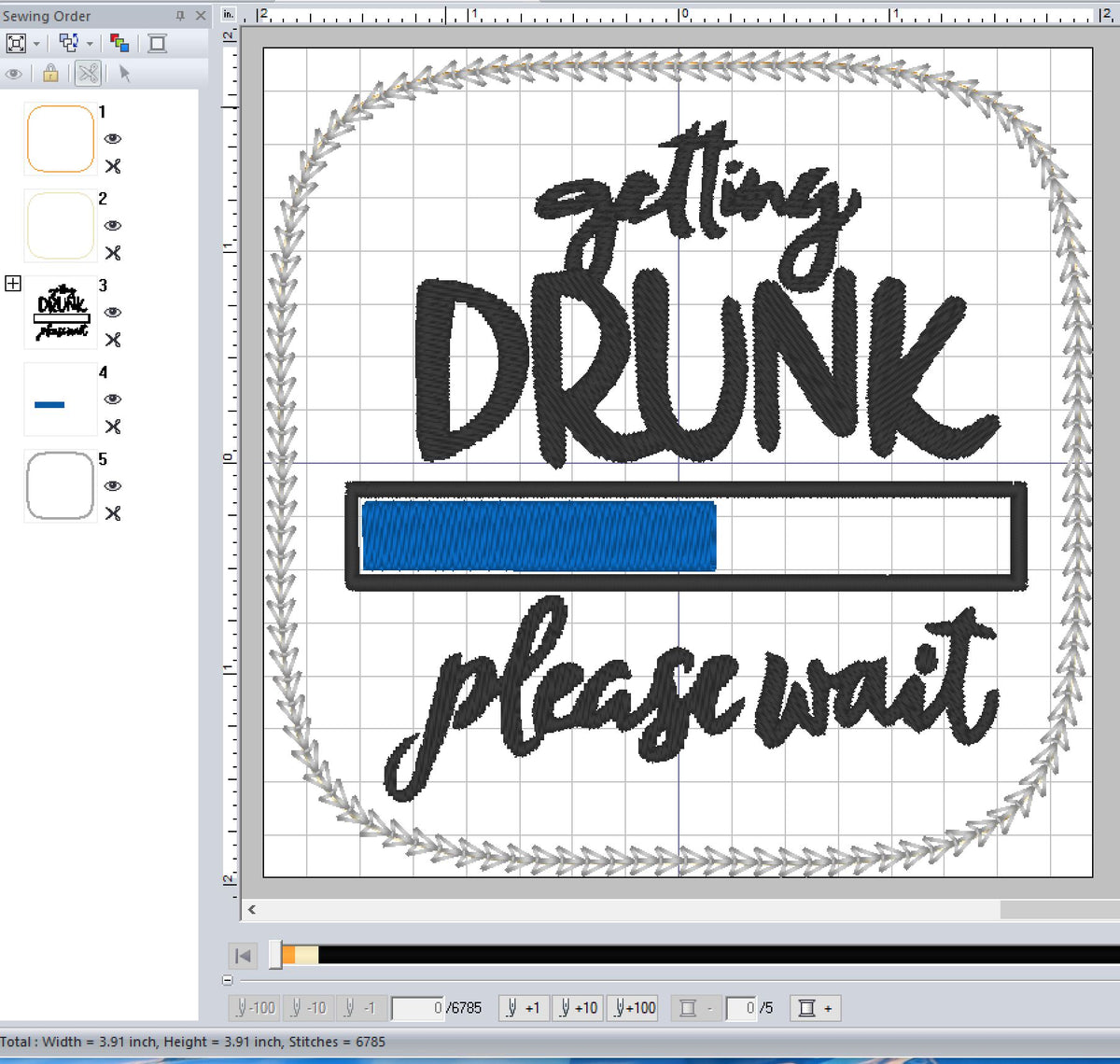 ITH Digital Embroidery Pattern for Getting Drunk Please Wait Coaster ...