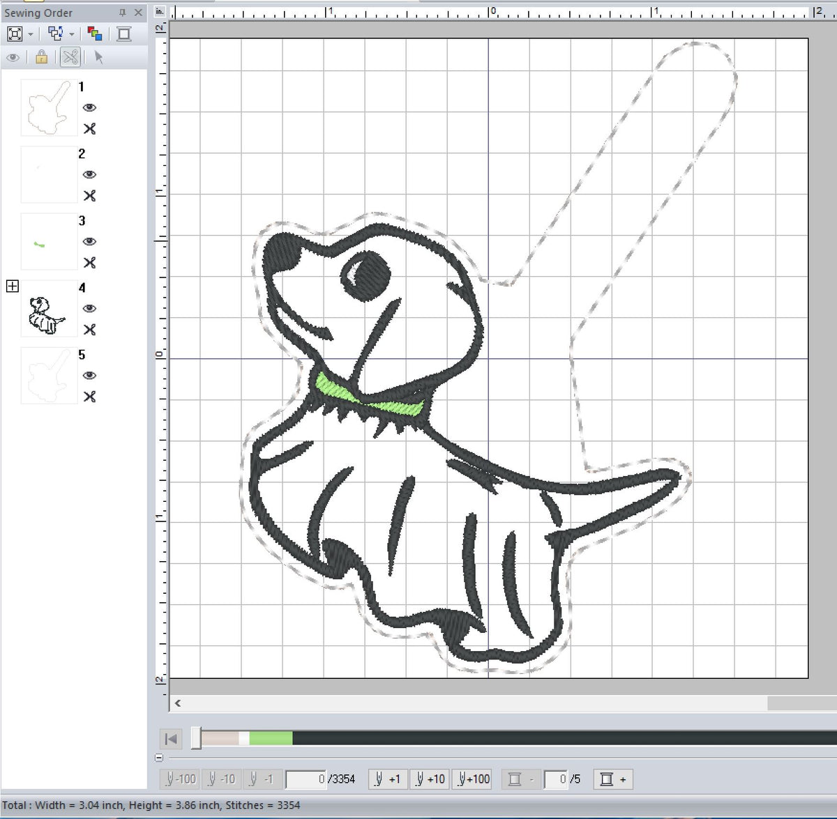ITH Digital Embroidery Pattern for Ghost Dog Snap Tab / Keychain, 4X4 ...