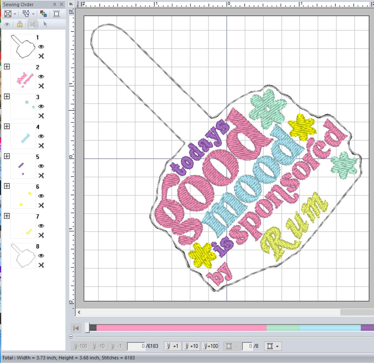 ITH Digital Embroidery Pattern for Good Mood Sponsored by Rum Snap Tab ...