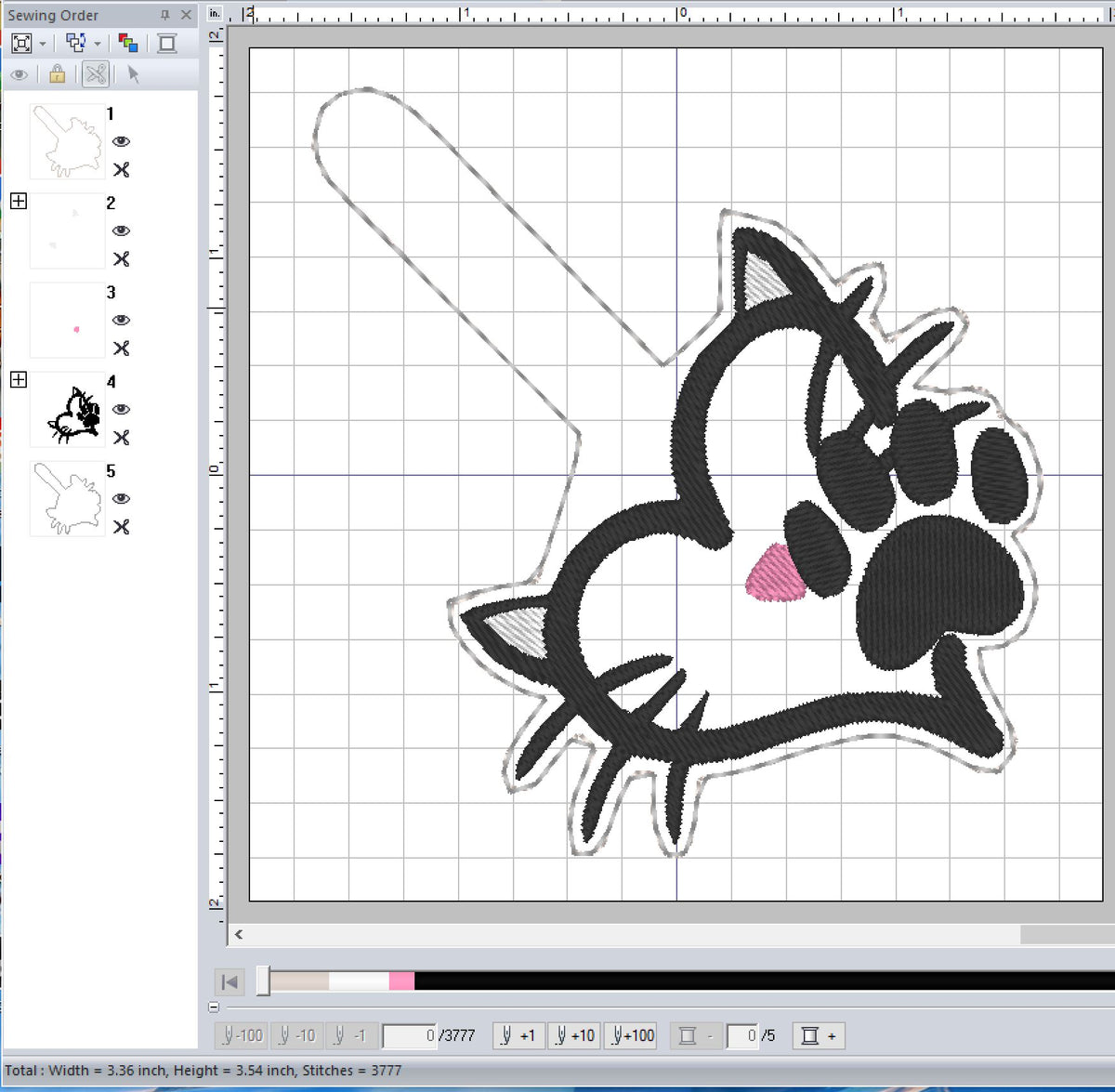 ITH Digital Embroidery Pattern for Heart Face Cat Snap Tab / Keychain ...