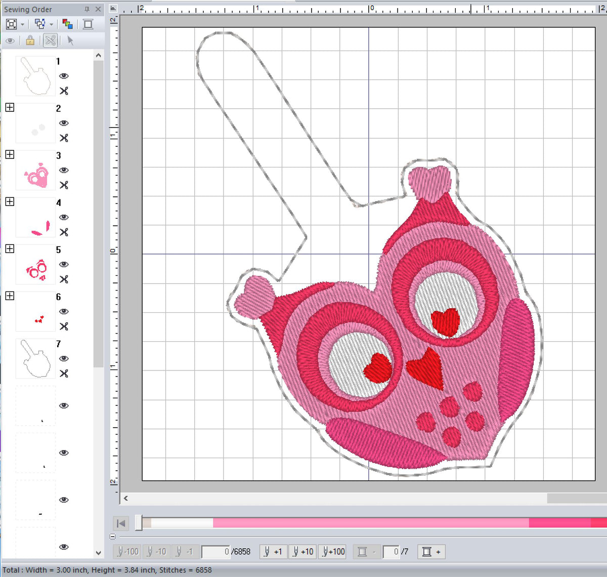 ITH Digital Embroidery Pattern for Heart Owl Snap Tab / Key Chain, 4X4 ...