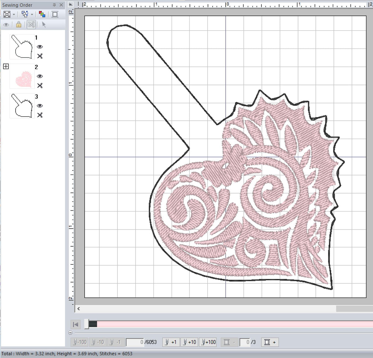 ITH Digital Embroidery Pattern for Heart Side Spike Snap Tab / Keychai ...