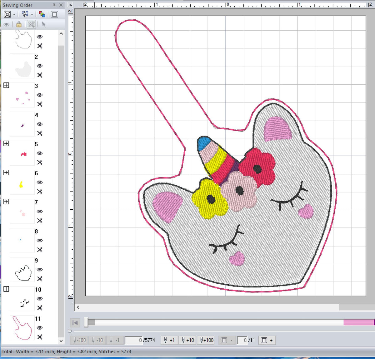ITH Digital Embroidery Pattern for Heart Unicorn Snap Tab / Key Chain ...