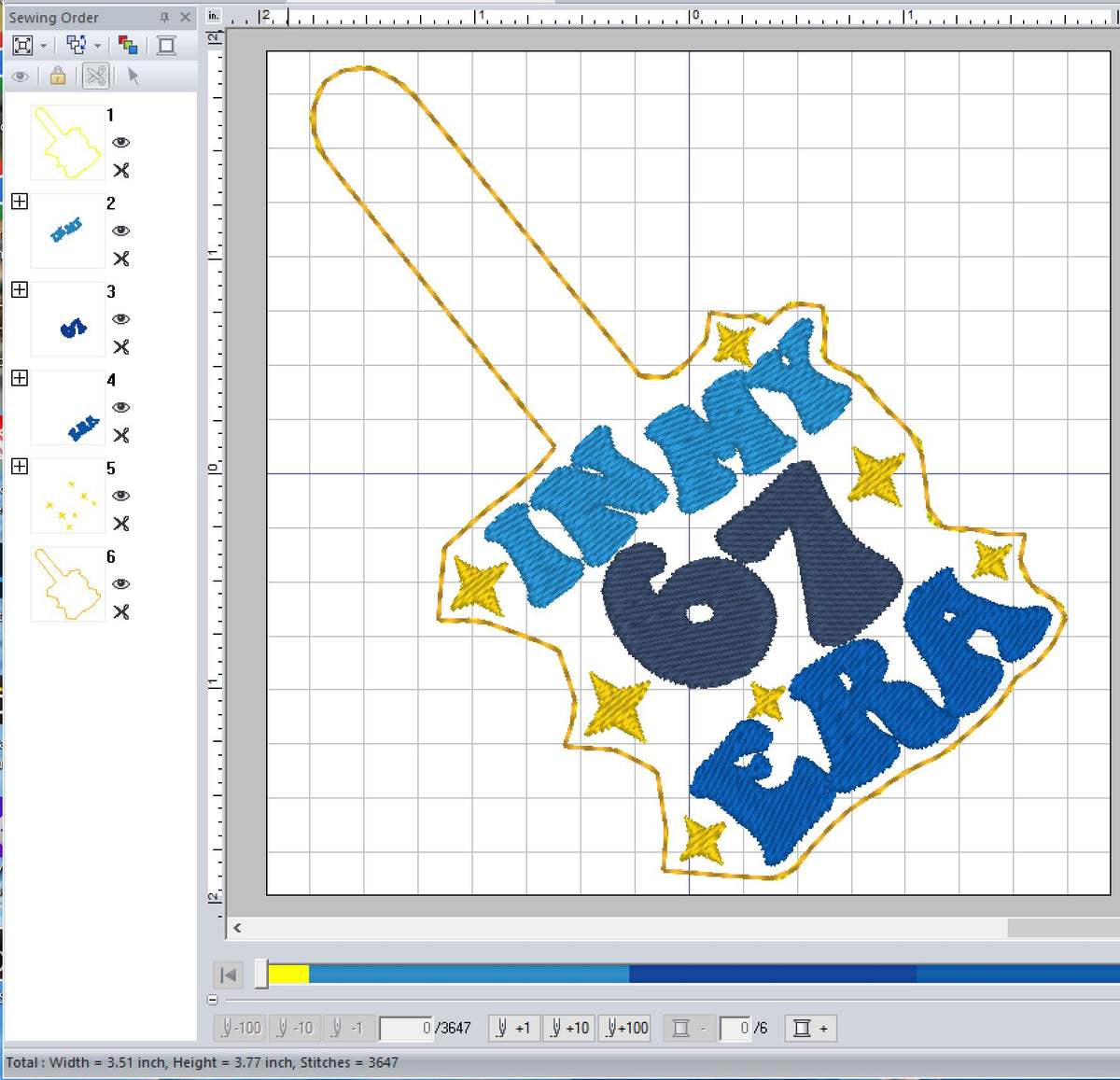 ITH Digital Embroidery Pattern for In My 67 ERA Snap Tab / Keychain, 4 ...