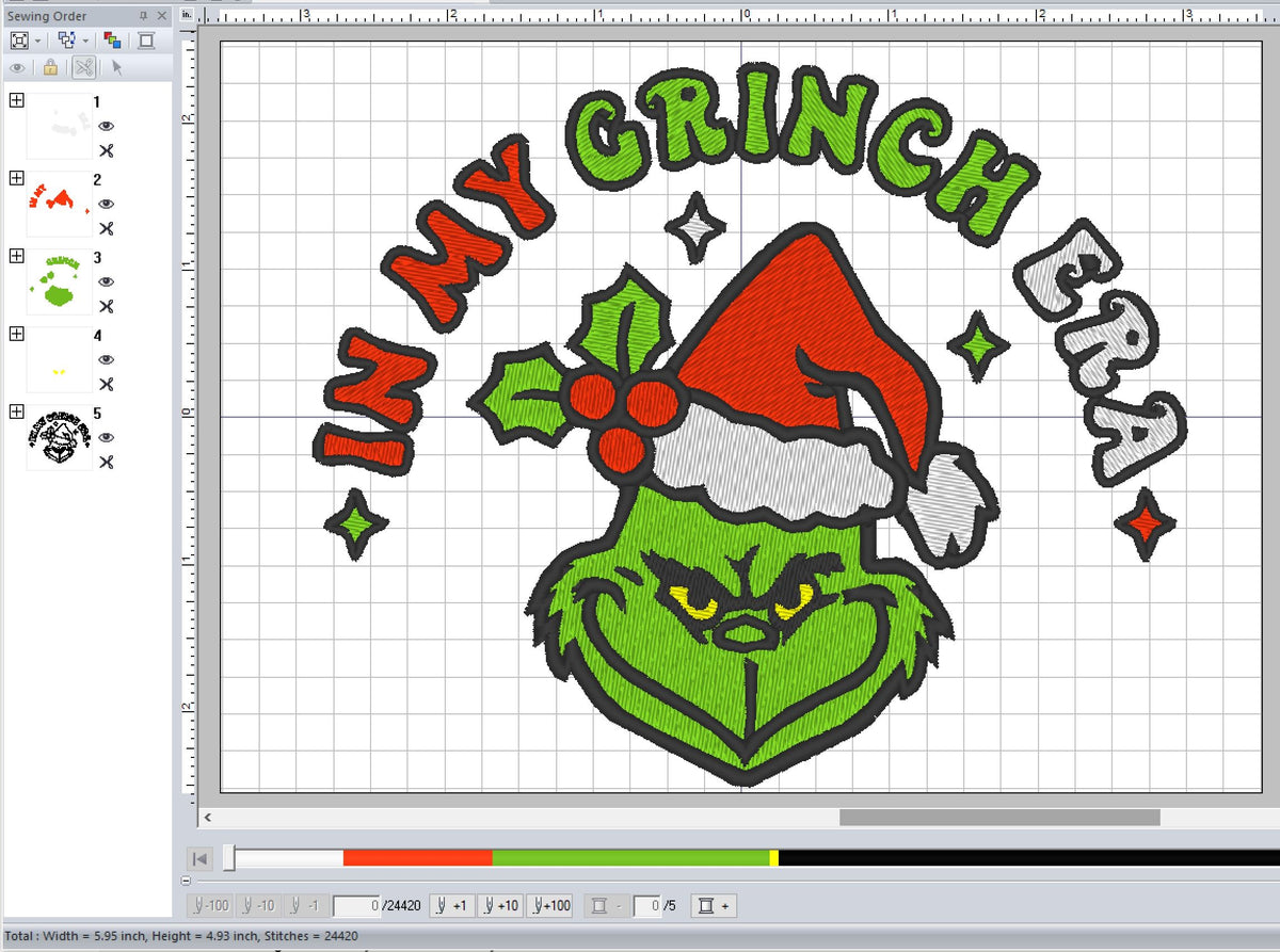 ITH Digital Embroidery Pattern for My Grinch Era Stand Alone 5X6 Desig ...