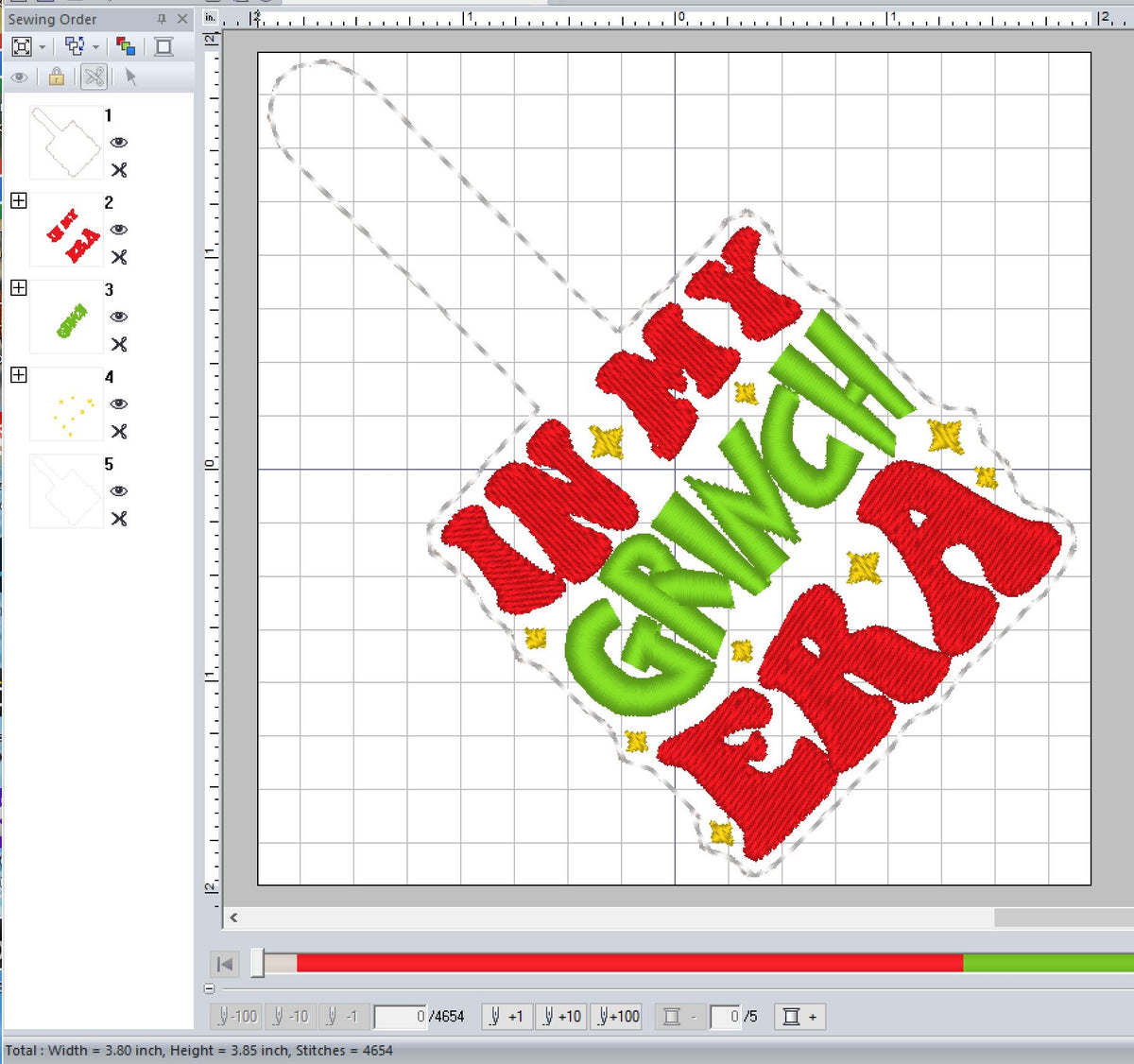 ITH Digital Embroidery Pattern for In My Grinch ERA Snap Tab / Keychai ...