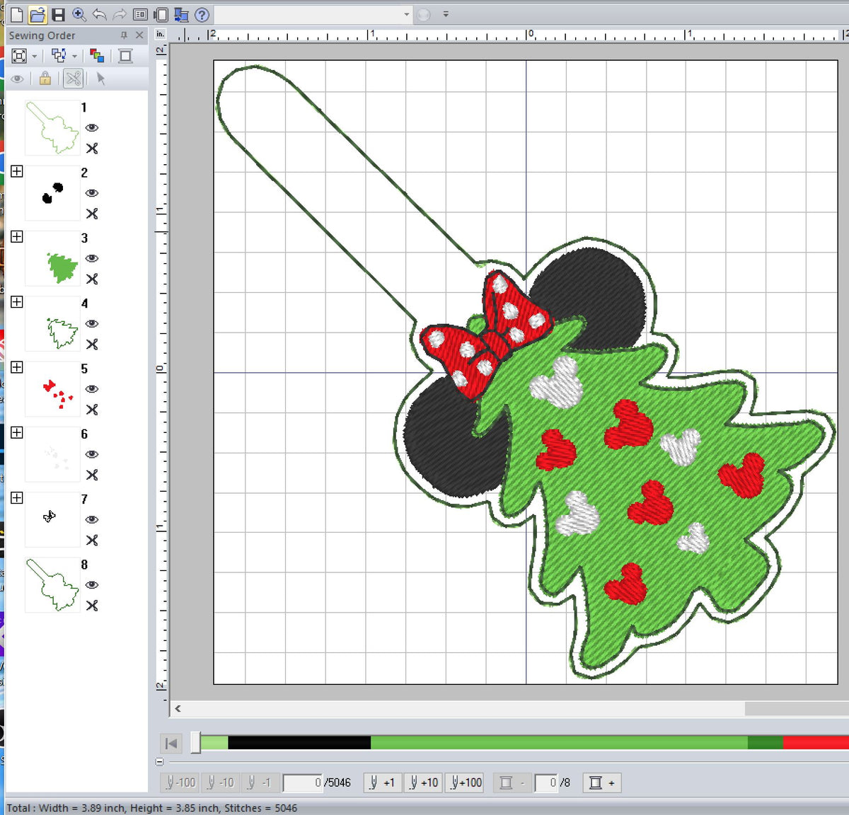 ITH Digital Embroidery Pattern for Minn Tree Snap Tab / Keychain, 4X4 ...