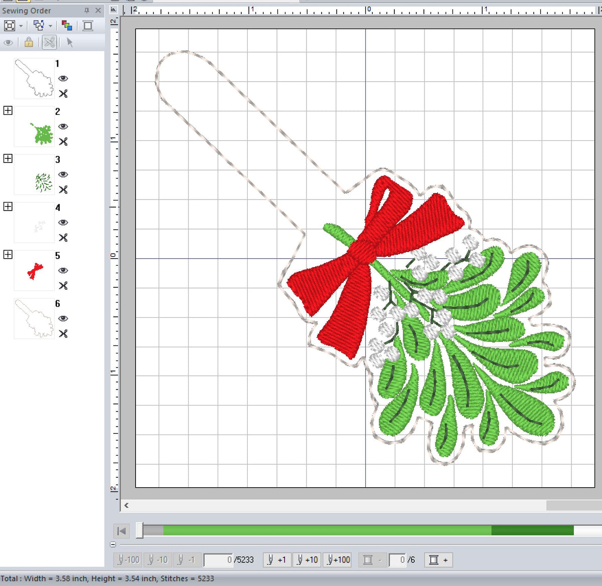 ITH Digital Embroidery Pattern for Mistletoe Snap Tab / Keychain, 4X4 ...