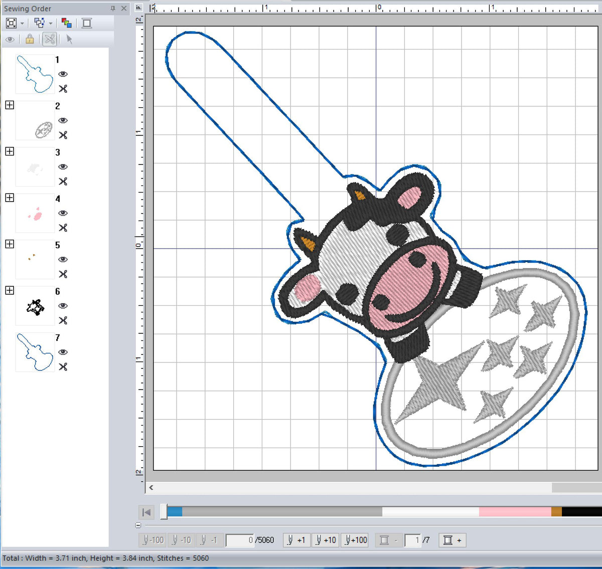 ITH Digital Embroidery Pattern for Moo Moo Subaru Snap Tab / Keychain ...