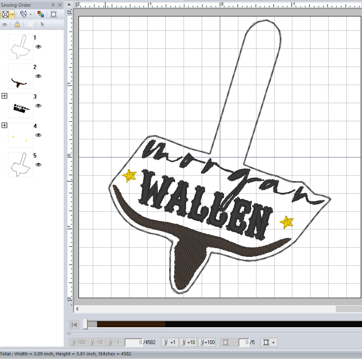 ITH Digital Embroidery Pattern for Morgan Wallen Snap Tab / Keychain ...