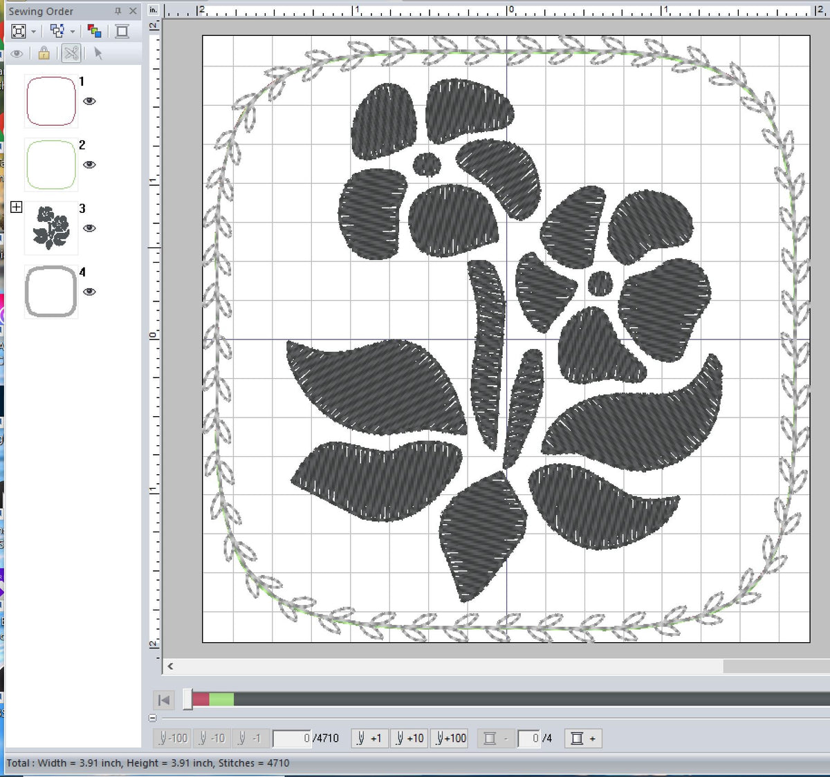 ITH Digital Embroidery Pattern for Pansy Stencil Coaster, 4X4 Hoop ...