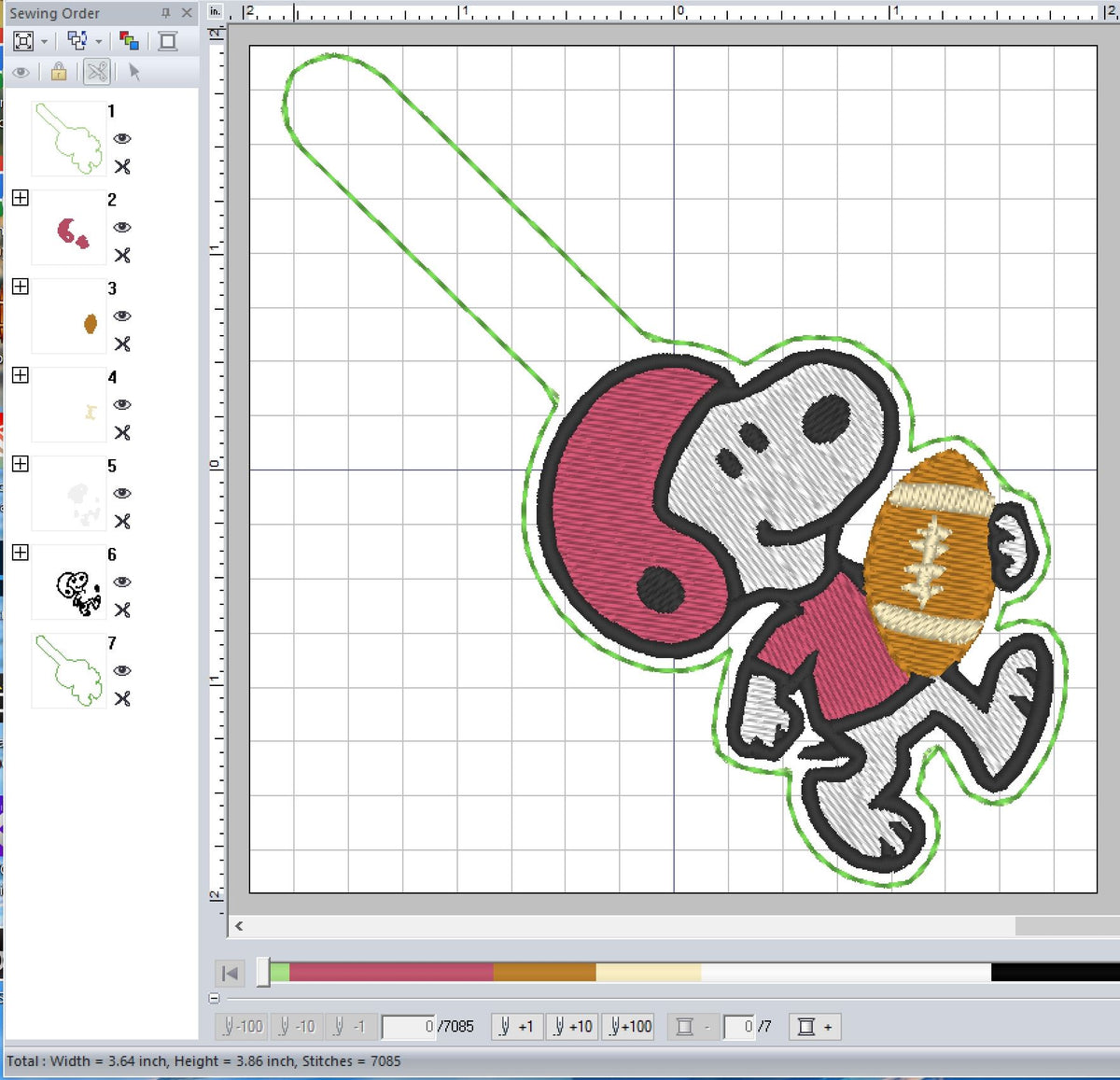 ITH Digital Embroidery Pattern for Snoops Football Snap Tab / Keychain ...