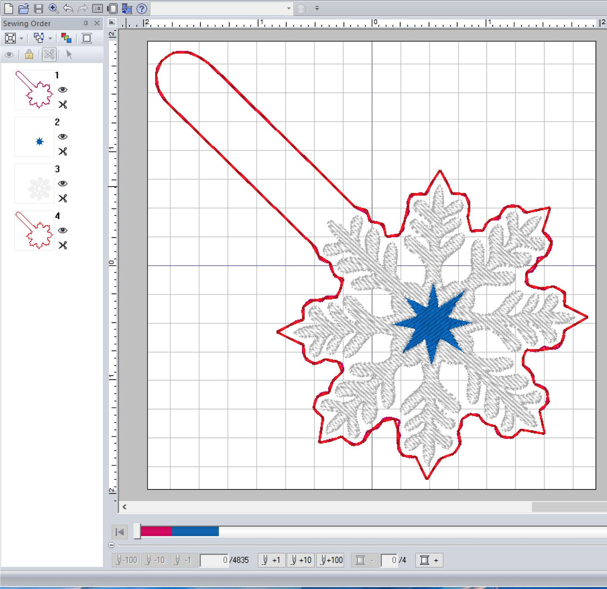 ITH Digital Embroidery Pattern for Snowflake In July Snap Tab / Keycha ...