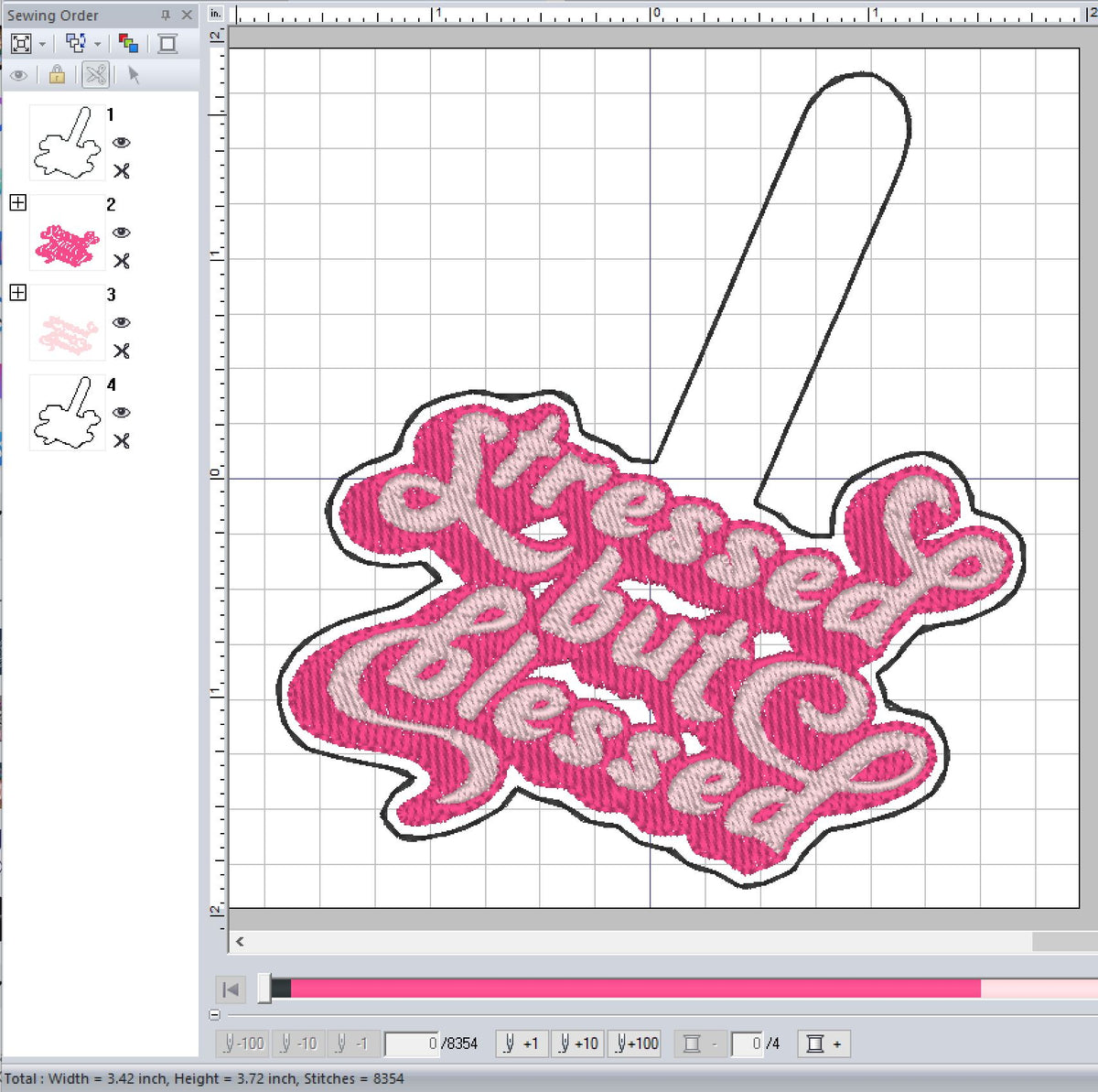 ITH Digital Embroidery Pattern for Stressed But Blessed Snap Tab / Key ...