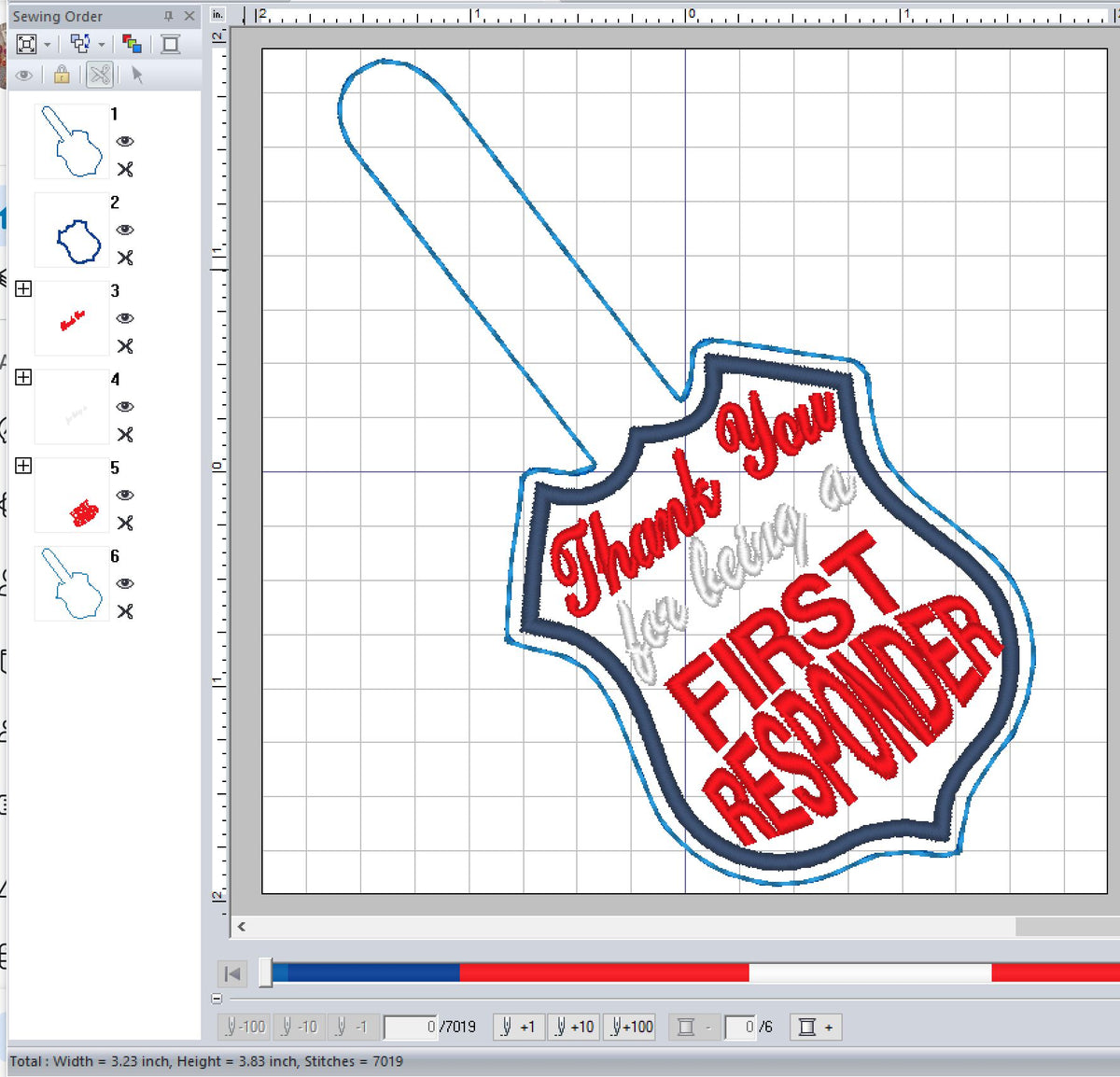 ITH Digital Embroidery Pattern for Thank You First Responder Snap Tab ...