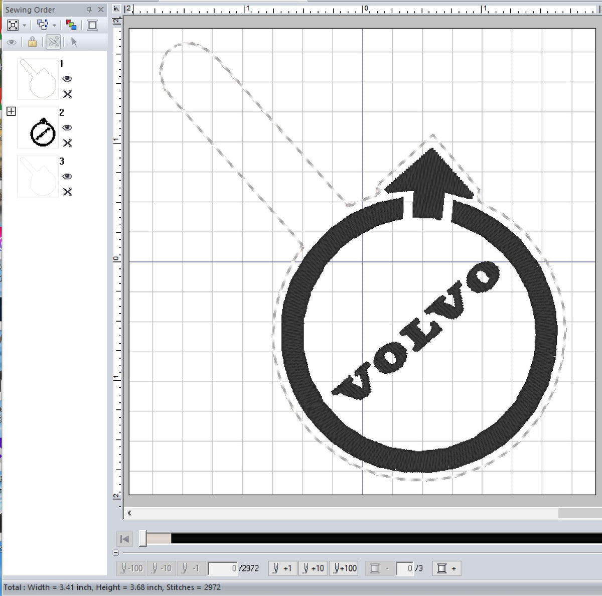ITH Digital Embroidery Pattern for Volvo New Snap Tab / Keychain, 4X4 ...