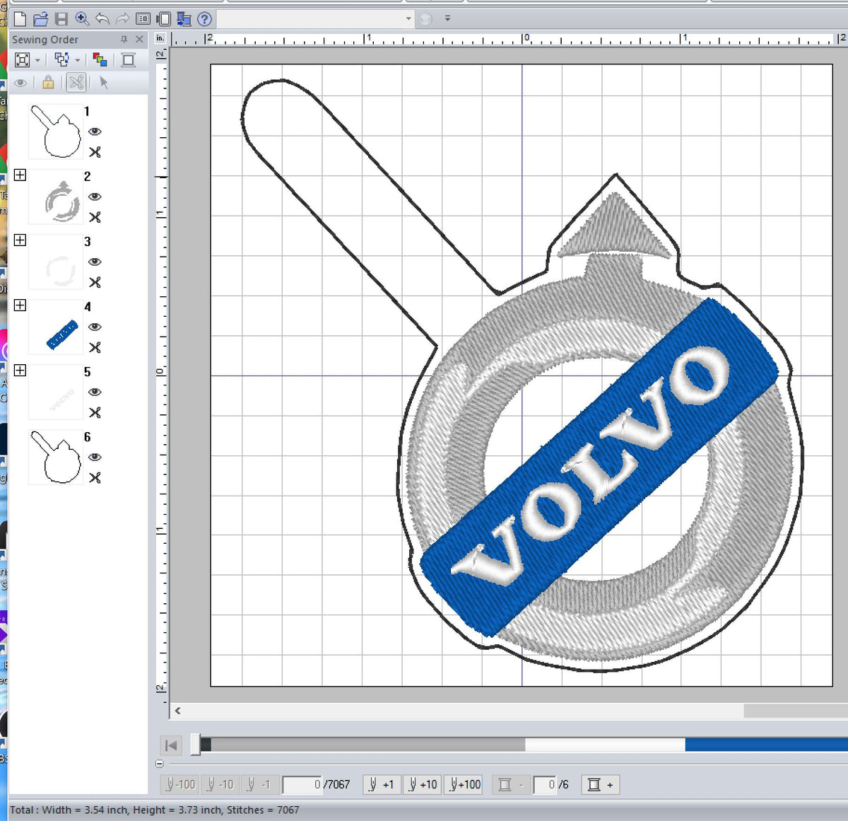 ITH Digital Embroidery Pattern for Volvo Old Snap Tab / Keychain. 4X4 ...