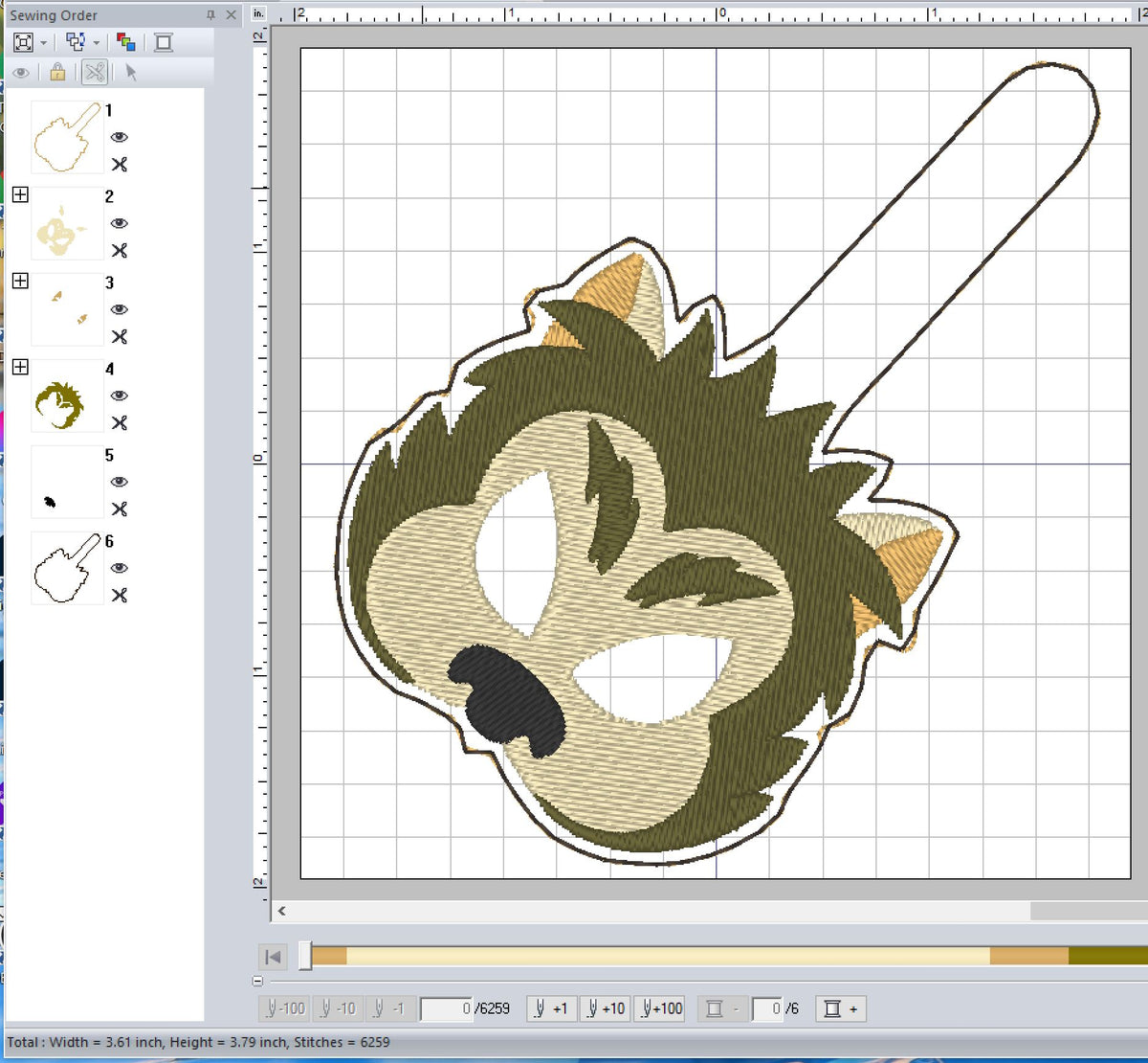 ITH Digital Embroidery Pattern for Werewolf Mask Snap Tab / Key Chain ...