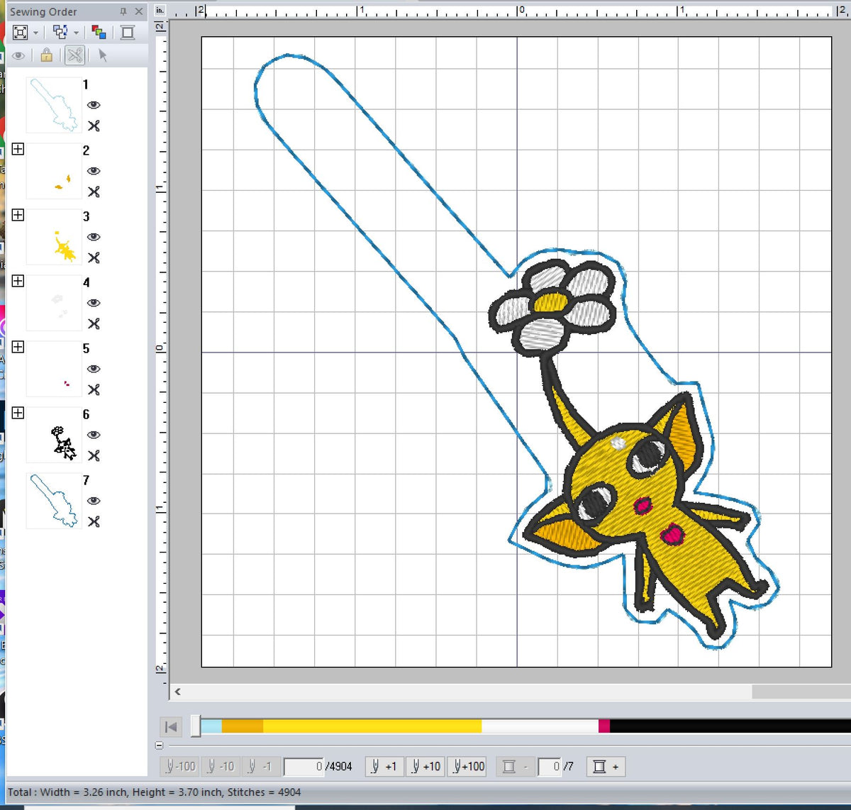 ITH Digital Embroidery Pattern for Yellow Pikmin Snap Tab / Keychain 4 ...