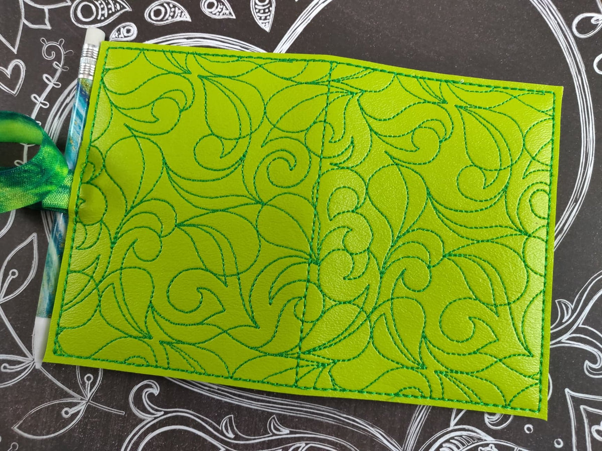 ITH Digital Embroidery Pattern for Mini Comp Notebook Cover Leafy Moti ...