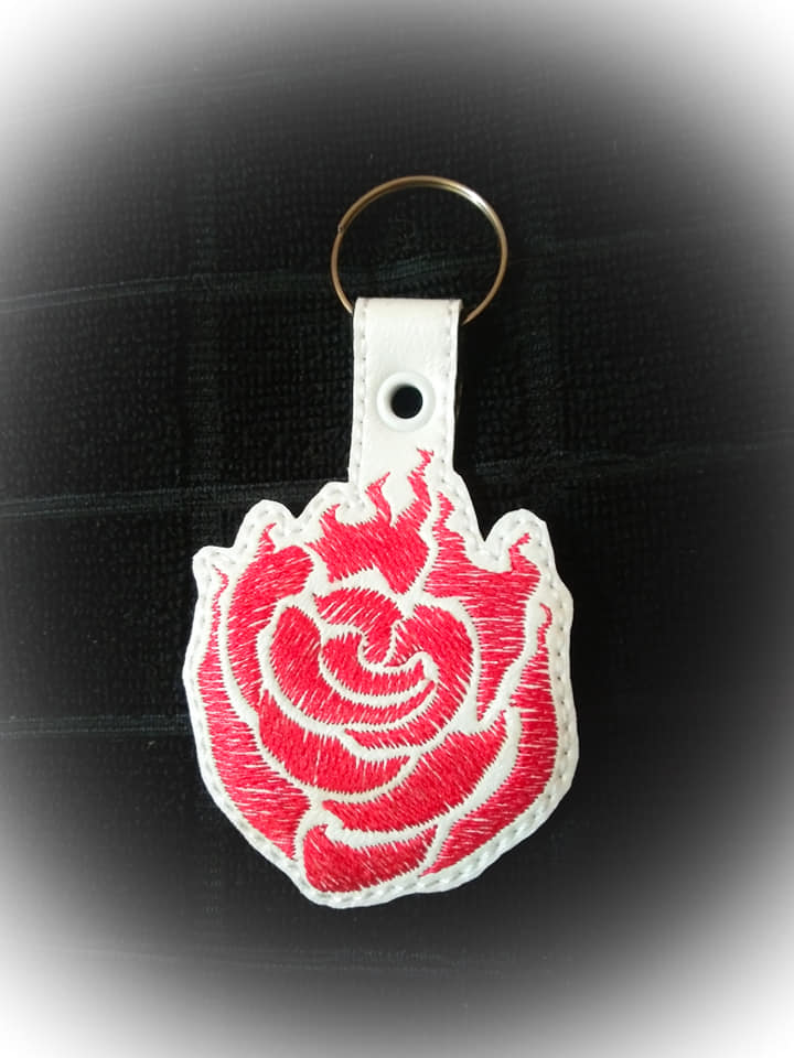 ITH Digital Embroidery Pattern For RWBY Rose Snap Tab / Key Chain, 4X4 ...