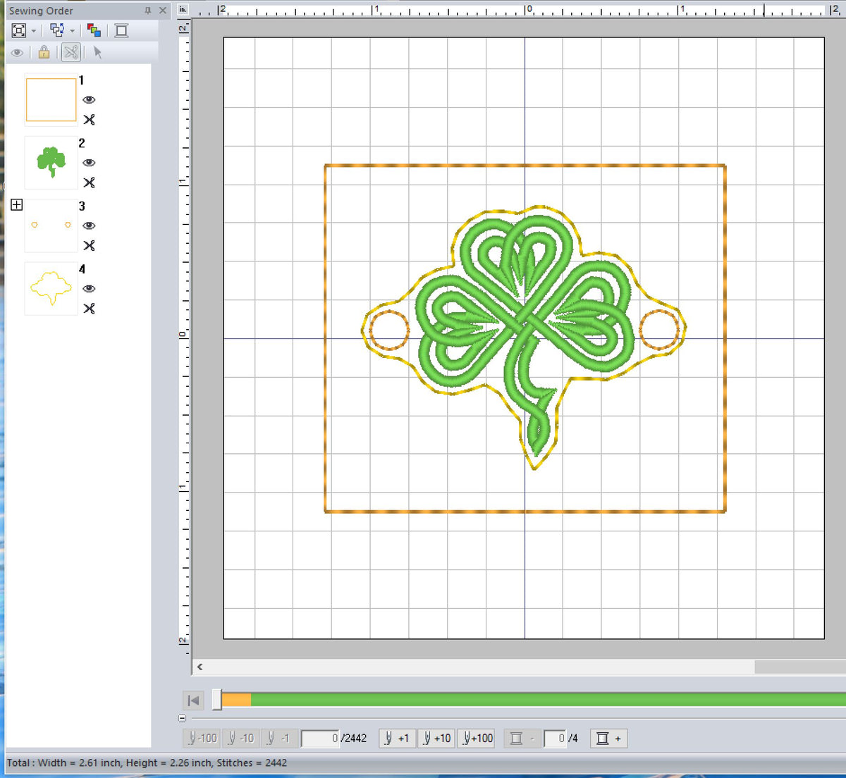 ITH Digital Embroidery Pattern for Bracelet Charm Celtic Clover I, 2X2 ...