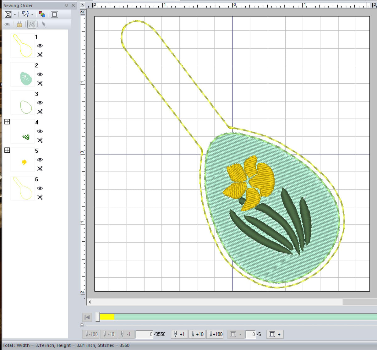 ITH Digital Embroidery Pattern for Daffodil Sketch Egg Snap Tab / Key ...
