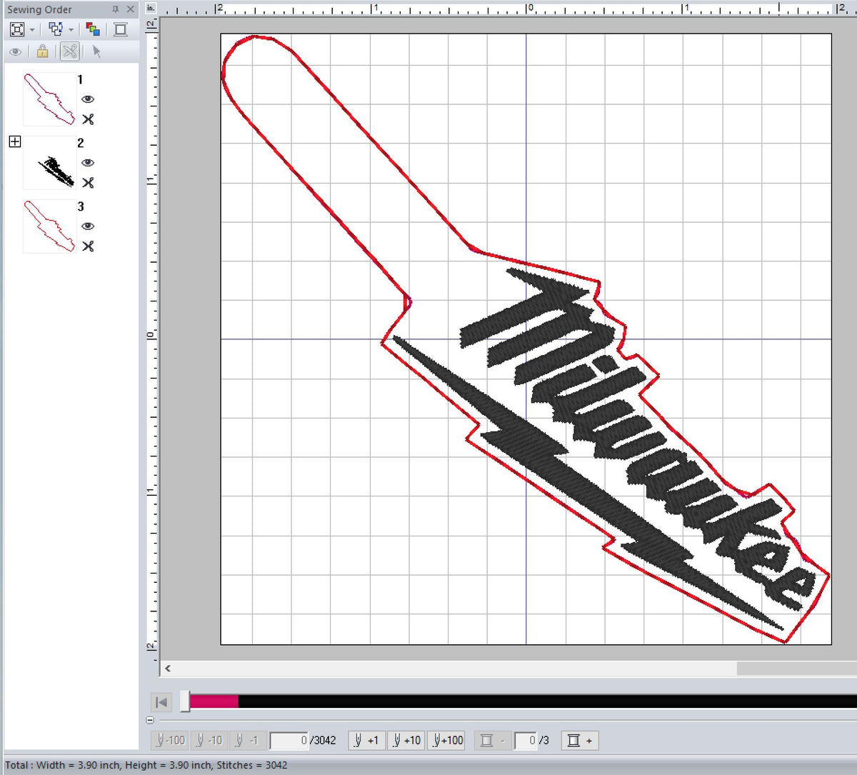 ITH Digital Embroidery Pattern for Milwaukee Tool Snap Tab / Key Chain ...