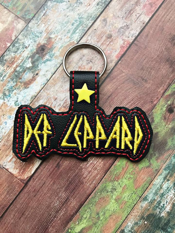 ITH Digital Embroidery Pattern for Def Leppard Band Snap Tab / Key Cha ...