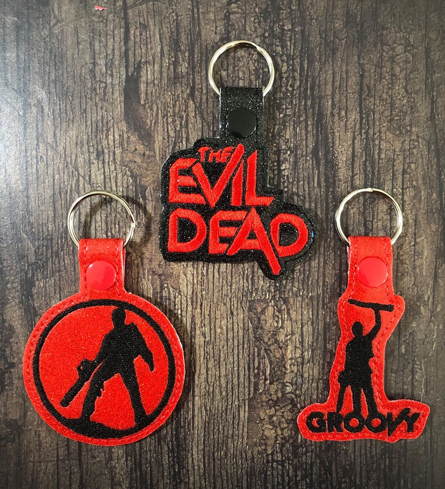 ITH Digital Embroidery Pattern for Ash Evil Dead Groovy Snap Tab / Key ...